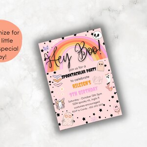 Hey BOO Birthday Invitation Hey BOO Birthday Party Invites - Etsy