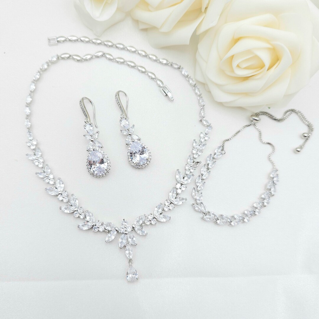 Bridal Jeaerly Set. Bridesmaid Jewerly Set. Wedding Jewerly Set. Silver ...