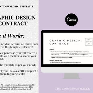 Graphic Design Client Contract Template | Canva Template | Printable ...