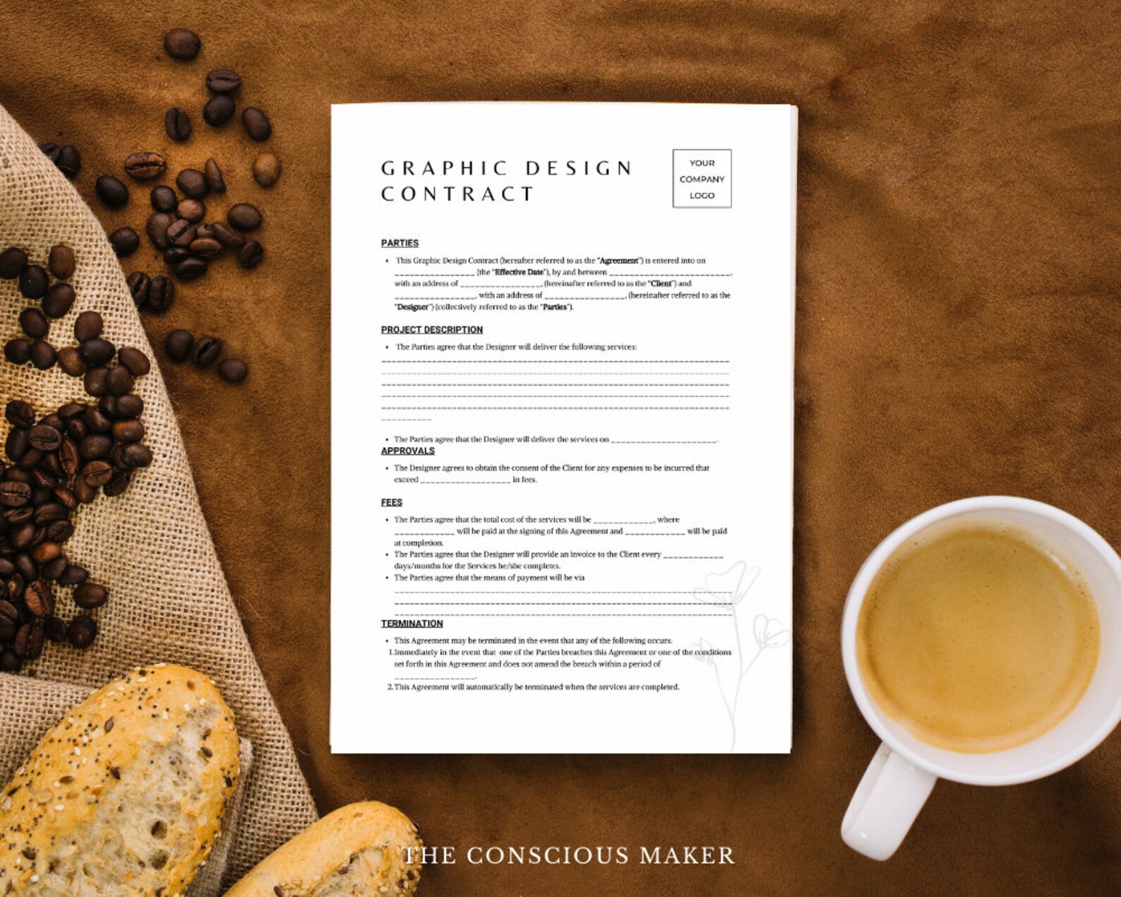 Graphic Design Client Contract Template | Editable Canva Agreement ...