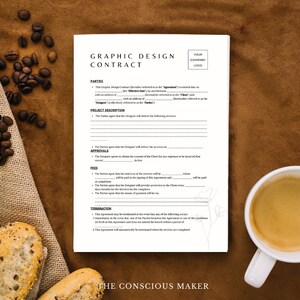 Graphic Design Client Contract Template | Editable Canva Agreement ...