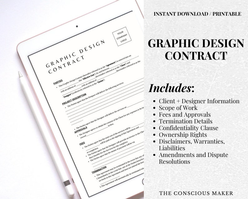 Graphic Design Client Contract Template Canva Template Printable ...