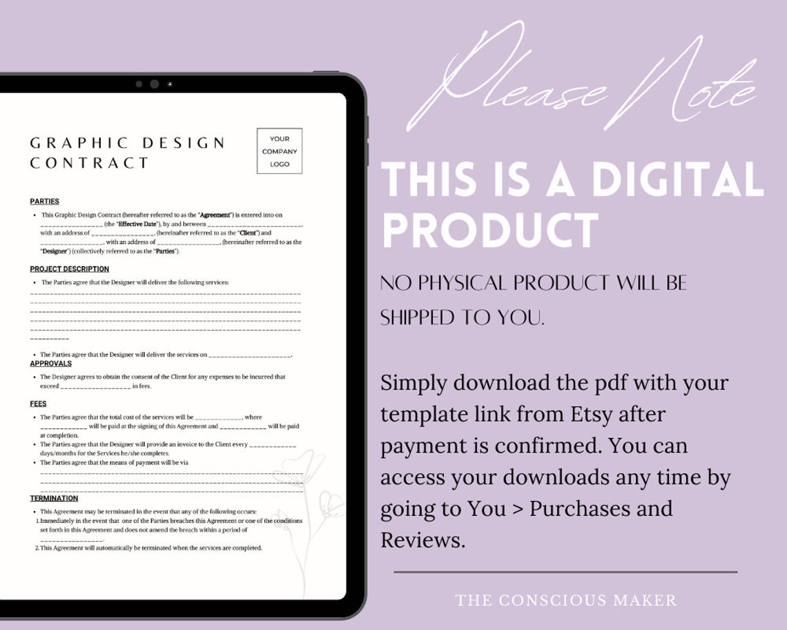 Graphic Design Client Contract Template Canva Template Printable ...