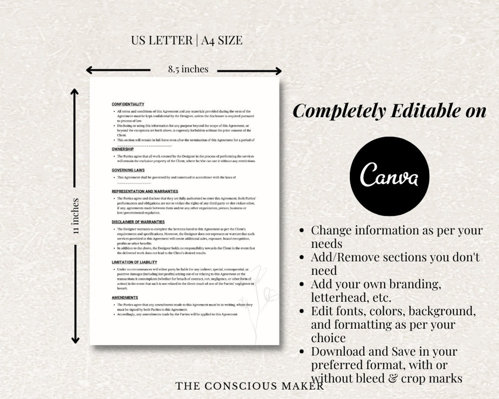 Graphic Design Client Contract Template | Editable Canva Agreement ...