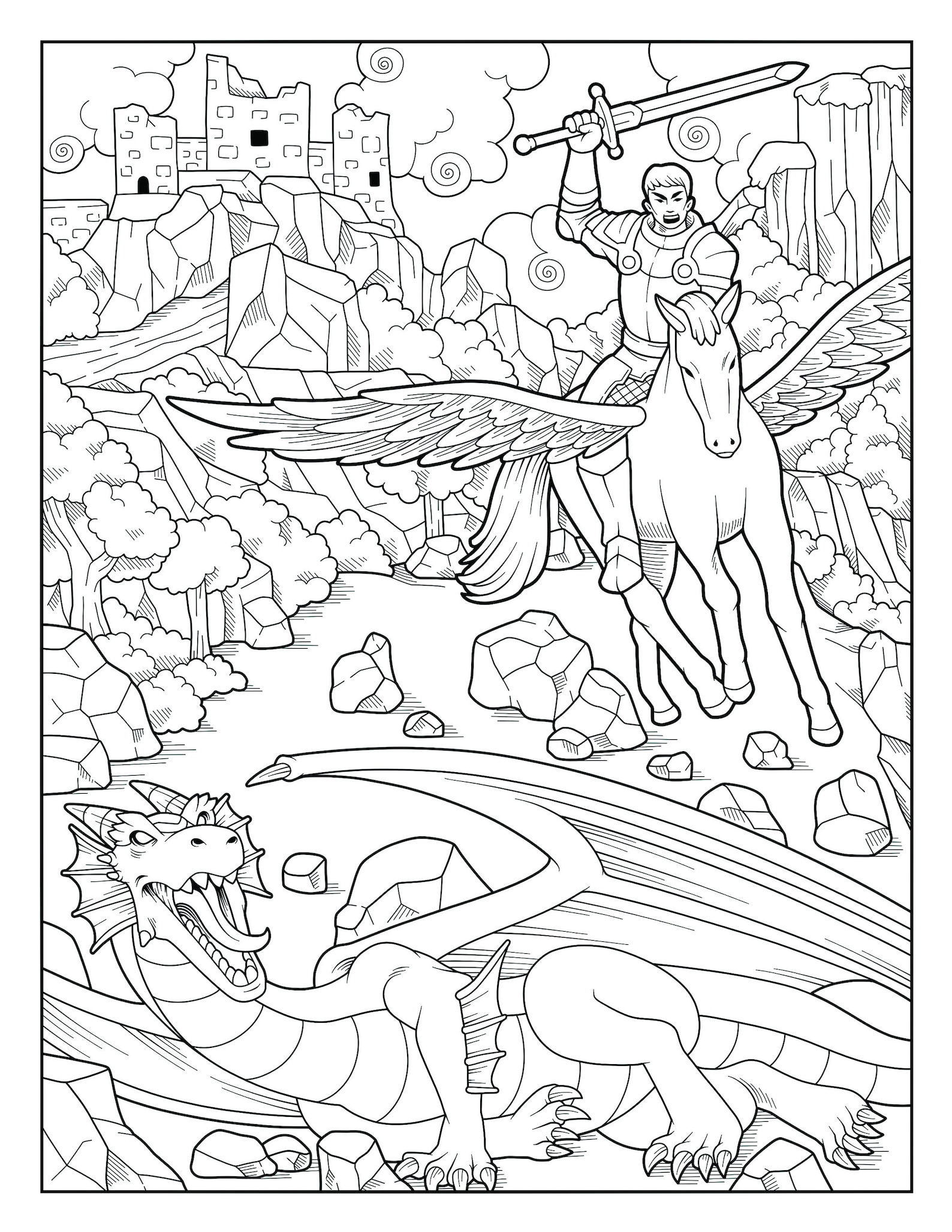 Mystic Dragon Coloring Pages - Etsy