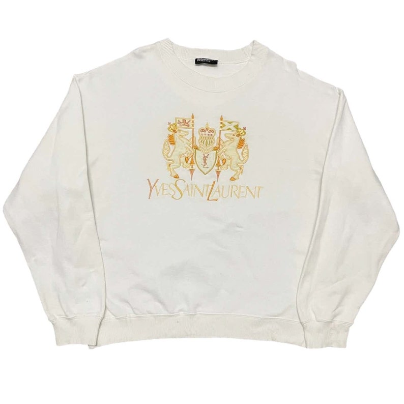 Vintage YSL Yves Saint Laurent Embroidery Sweatshirt Crewneck - Etsy
