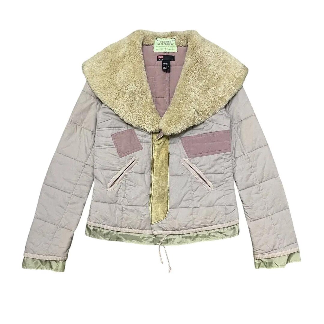 Vintage Diesel Quilted Shearling Jacket - Etsy