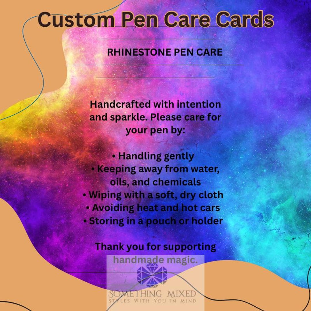 Rainbow Printable Care Cards for Pen Care Card Washing Instructions Png ...
