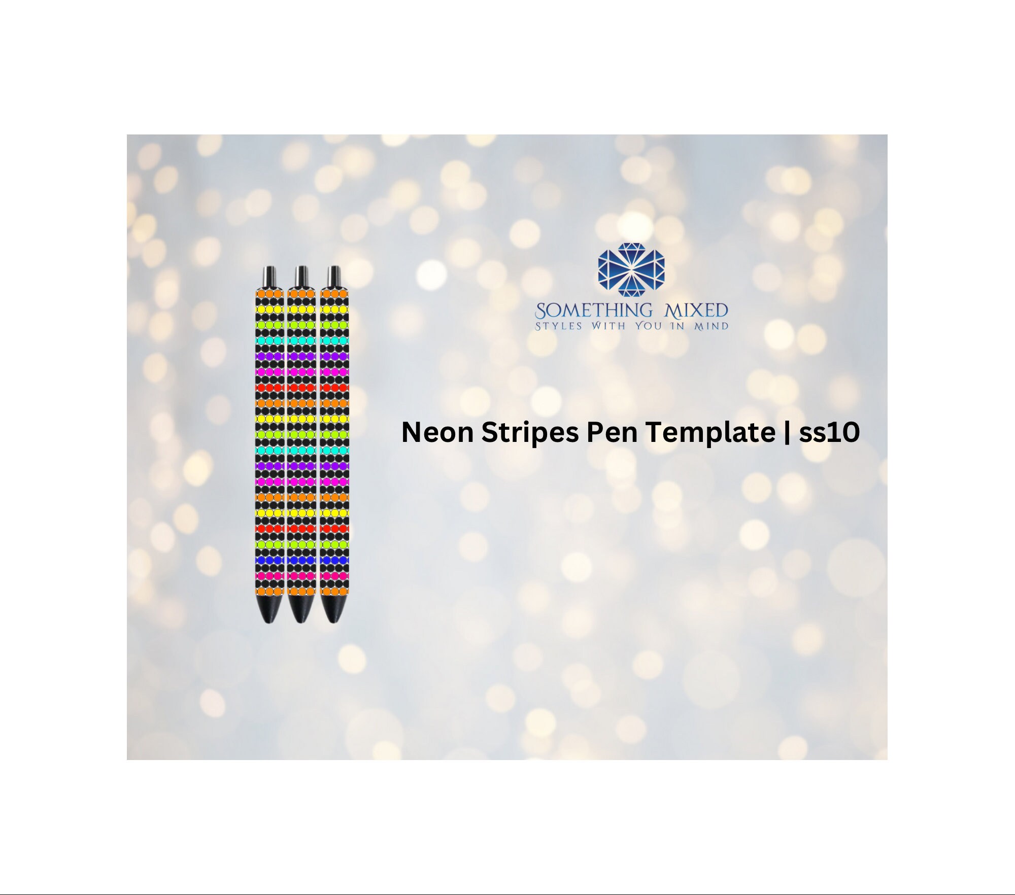 Neon Stripes Pen Template Ss10 - Etsy