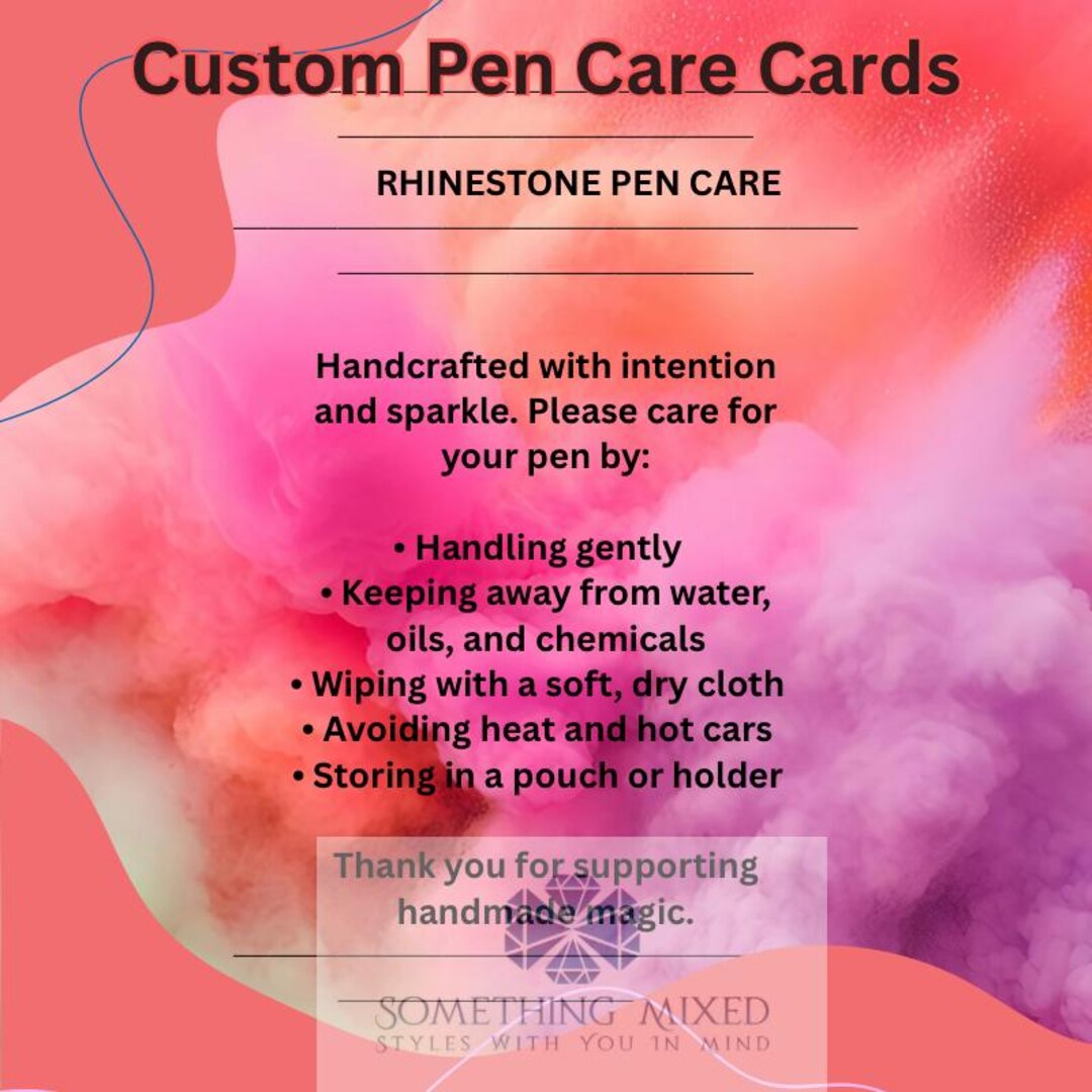 Pastel Smoke Color Printable Care Cards for Pen Care Card Washing ...