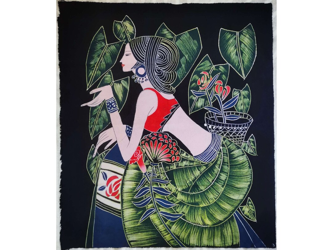 Batik Fabric Wall Hanging, Batik Indigo Dyed Tapestry, Door Curtain ...