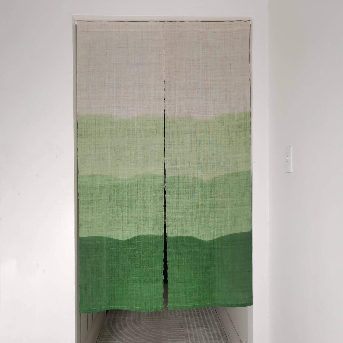 あさ Asa japanese Hemp Ramie Noren Curtain, Shibori Green Door Way ...