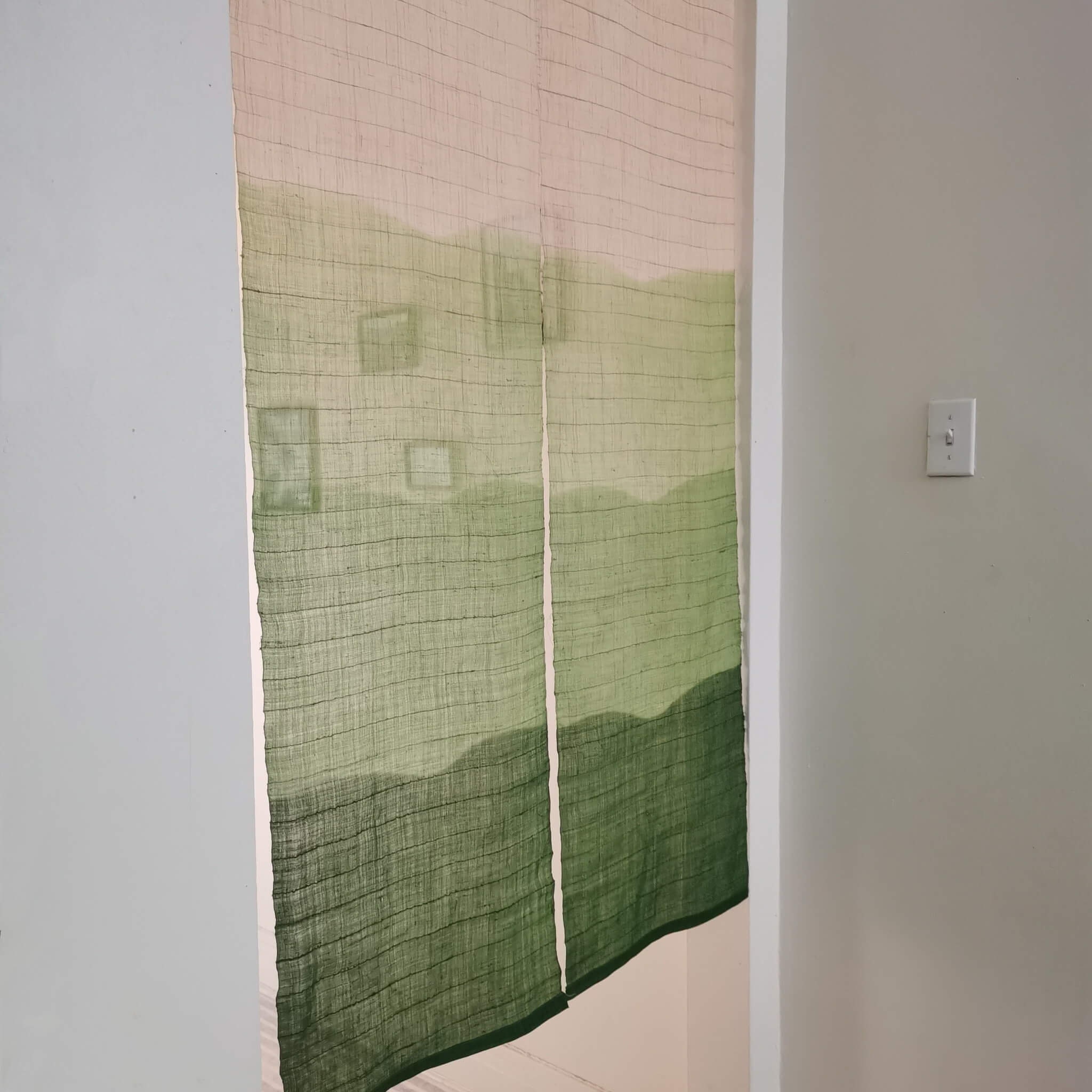 あさ Asa japanese Hemp Ramie Noren Curtain, Shibori Green Door Way ...