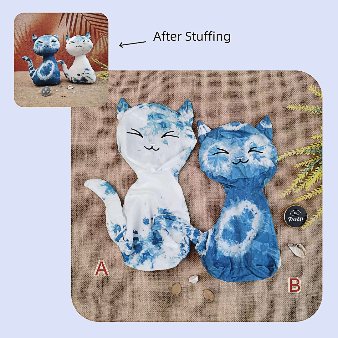 Shibori Animal Toys DIY, Semi Finished Dolls With Zipper, Indigo Tie ...