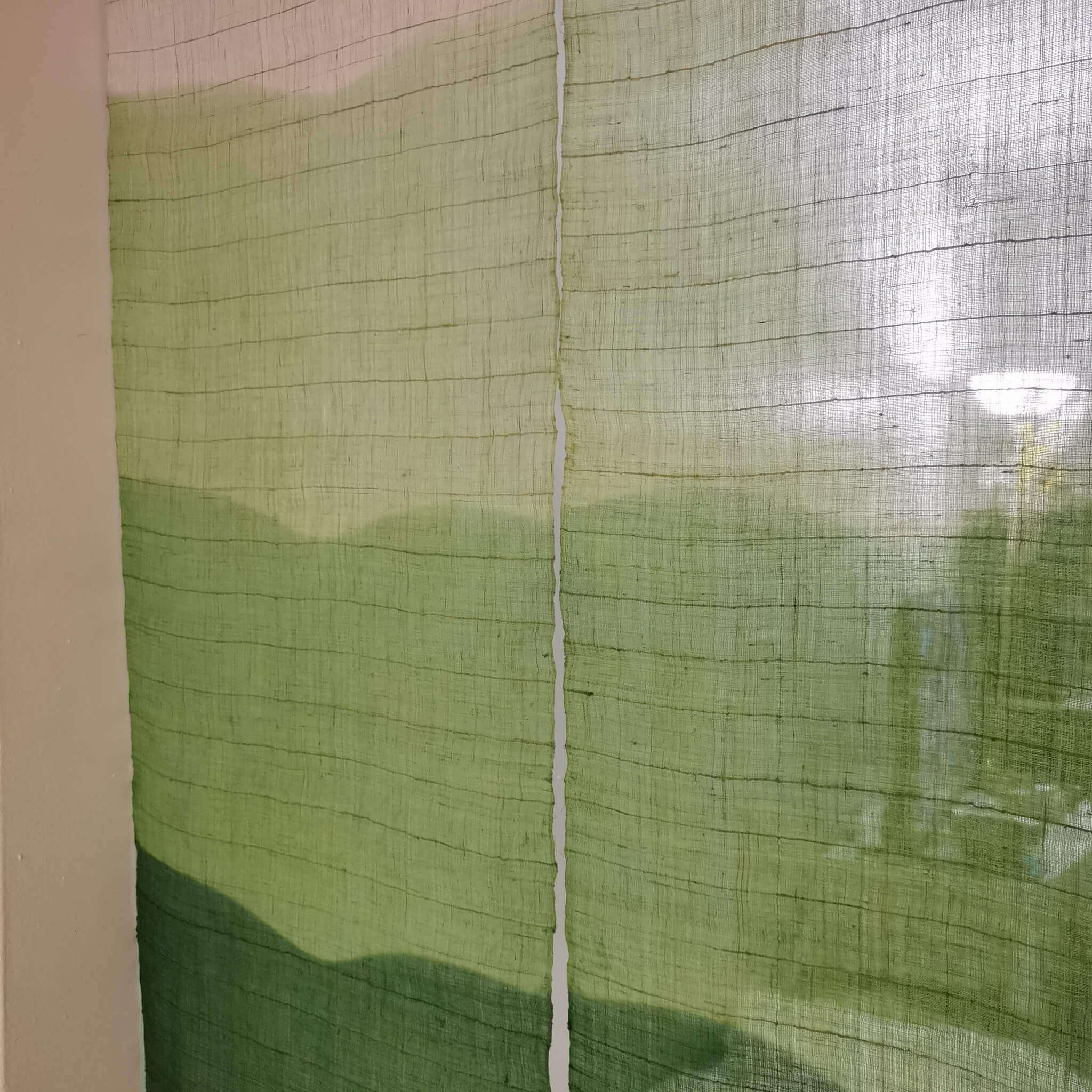 あさ Asa japanese Hemp Ramie Noren Curtain, Shibori Green Door Way ...