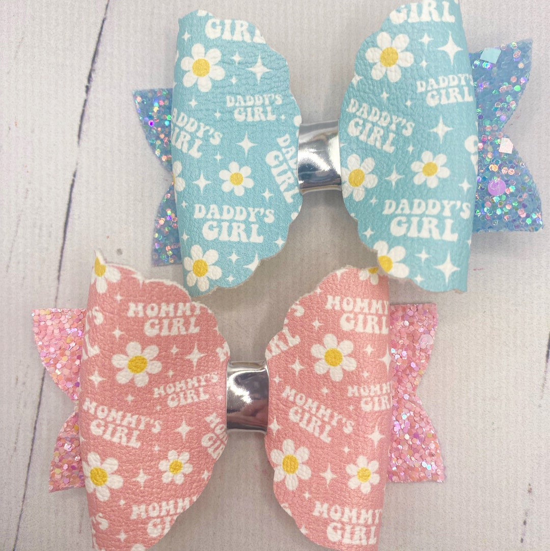 Daddys Girl Mummys Girls Cute Hair Bow Etsy Uk