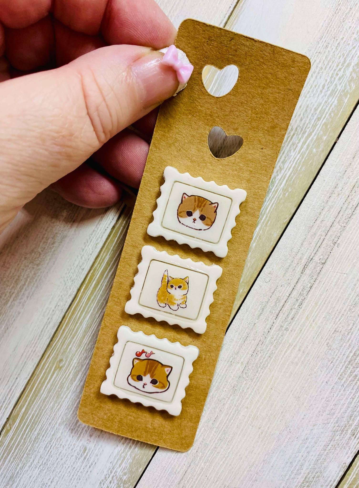 Hand Crafted Cat Stamp Magnets, Cute Kitten Gift, Decorative Art Magnet ...