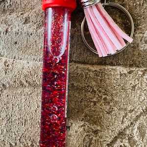 Red Phlebotomy Glitter Floating Keychain. Blood Tube. Blood Vial. Test ...