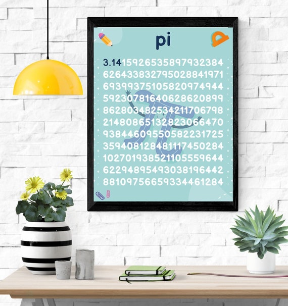 Pi Poster Printable Art Digits of Pi Math Poster Instant - Etsy