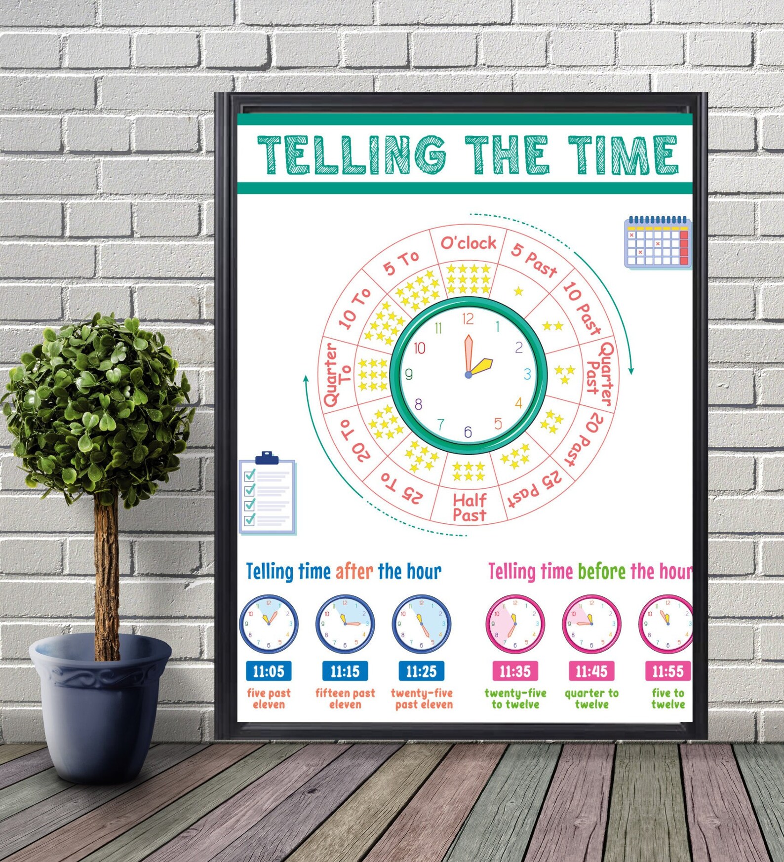 Telling the Time Poster Time Printables Rainbow Playroom - Etsy