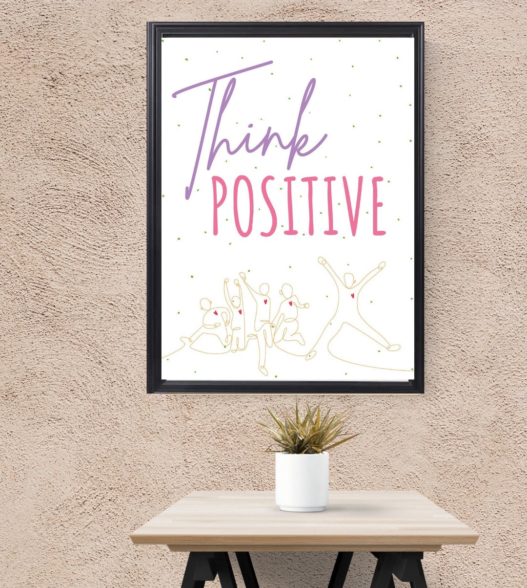 Think Positive,home Wall Decor, Dorm Wall Art, Office Wall Decor ...