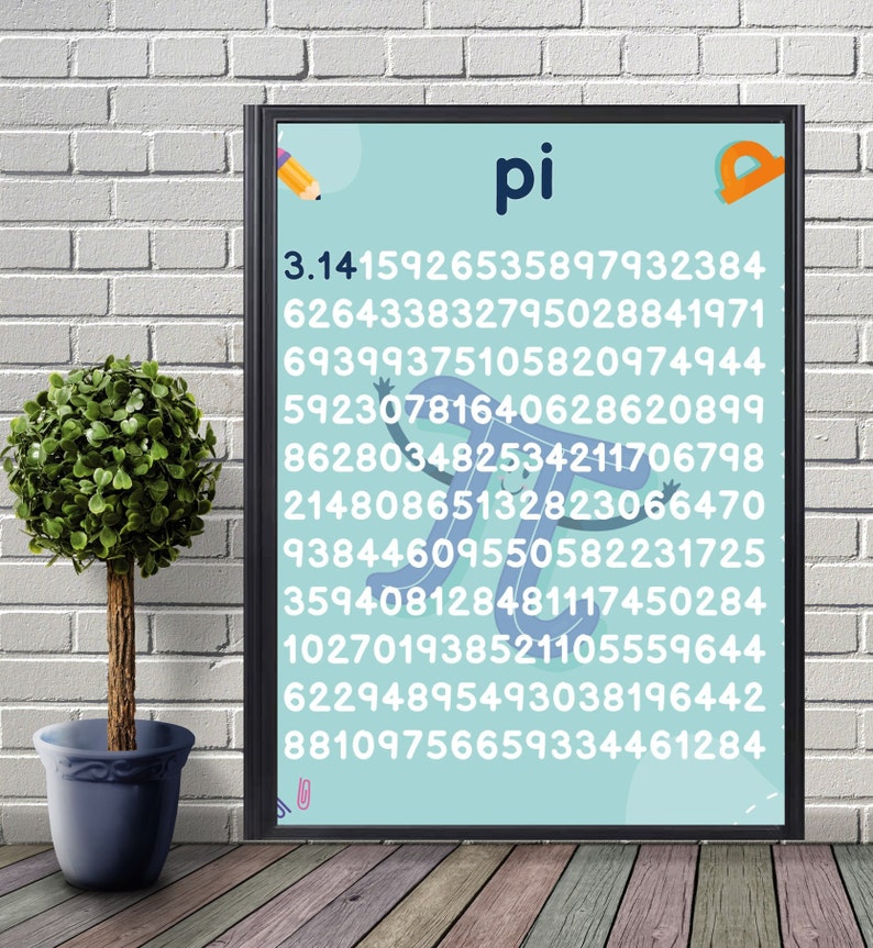 Pi Poster Printable Art Digits of Pi Math Poster Instant Download Math ...