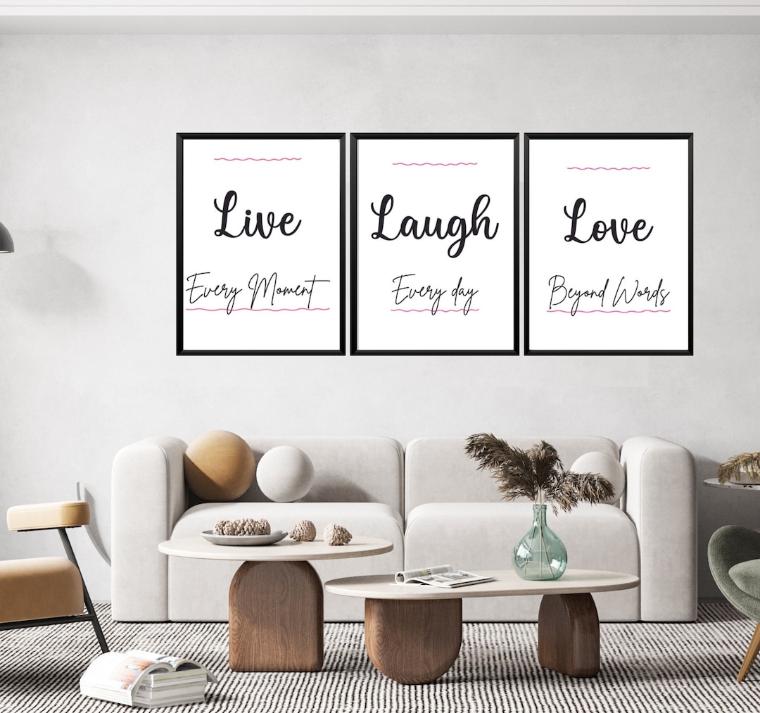 Live Love Laugh Wall Decor, Set of 3 Positive Quotes Wall Arts, Live ...
