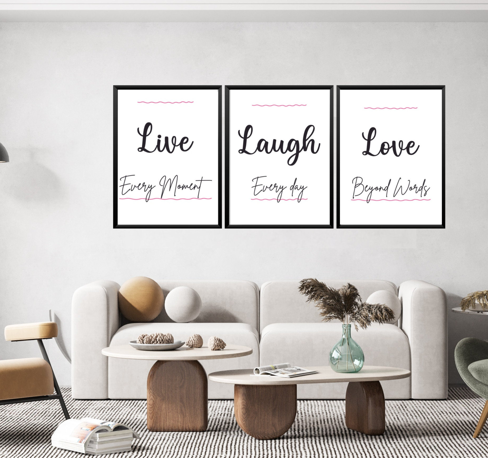 Live Love Laugh Wall Decor, Set of 3 Positive Quotes Wall Arts, Live ...