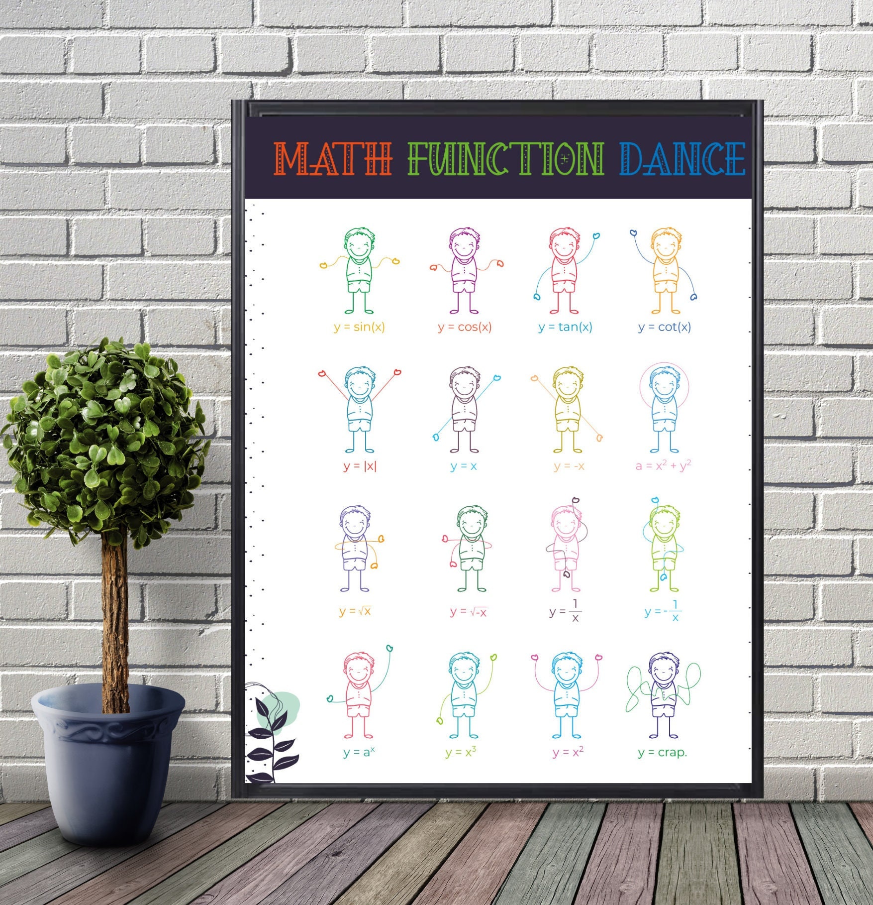 Math Function Dance, Algebra Printable Fun Math Poster,math Art,fun ...