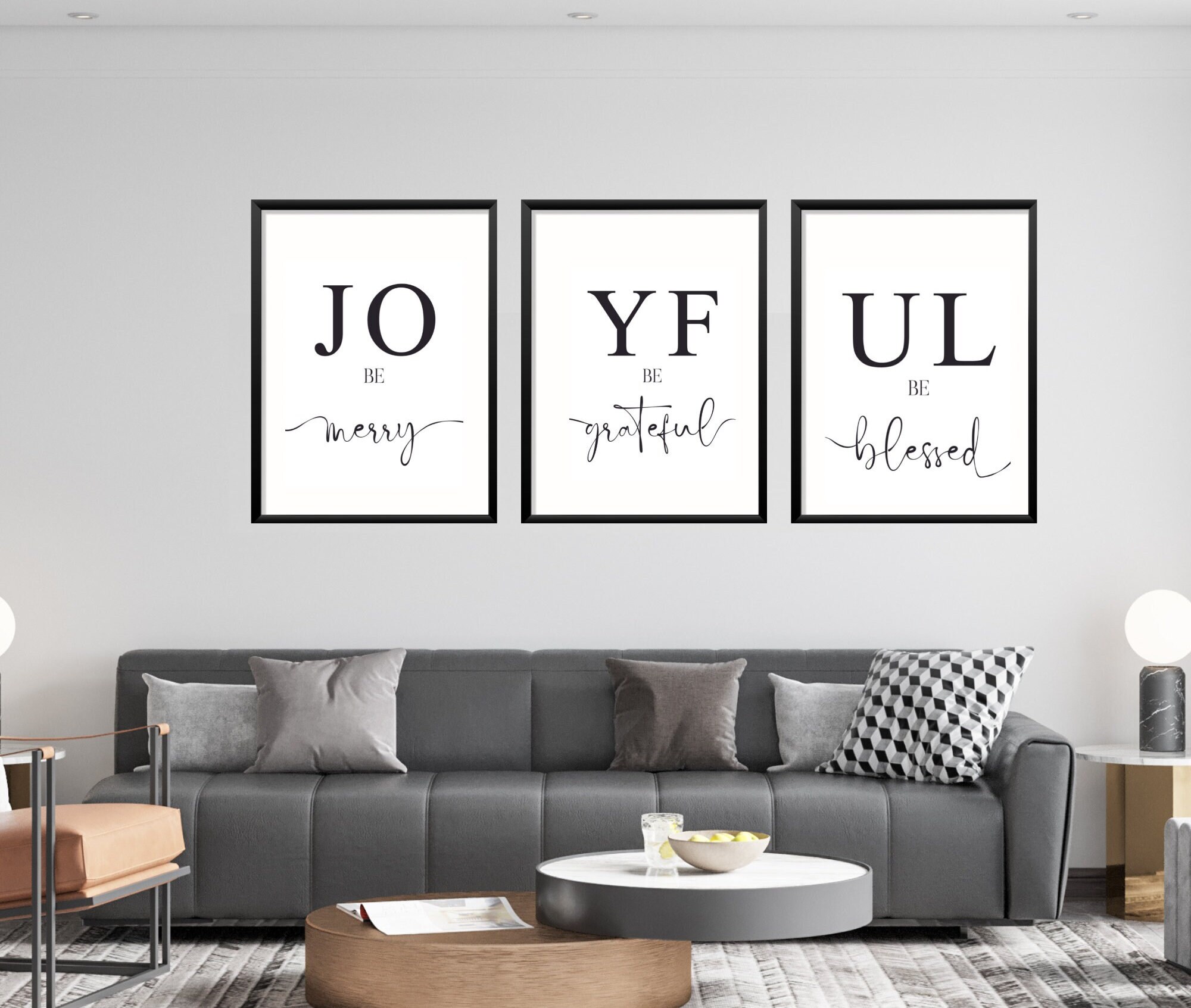 Joyful Art, Be Joyful Set of 3, Be Merry Wall Art, Be Blessed Printable ...