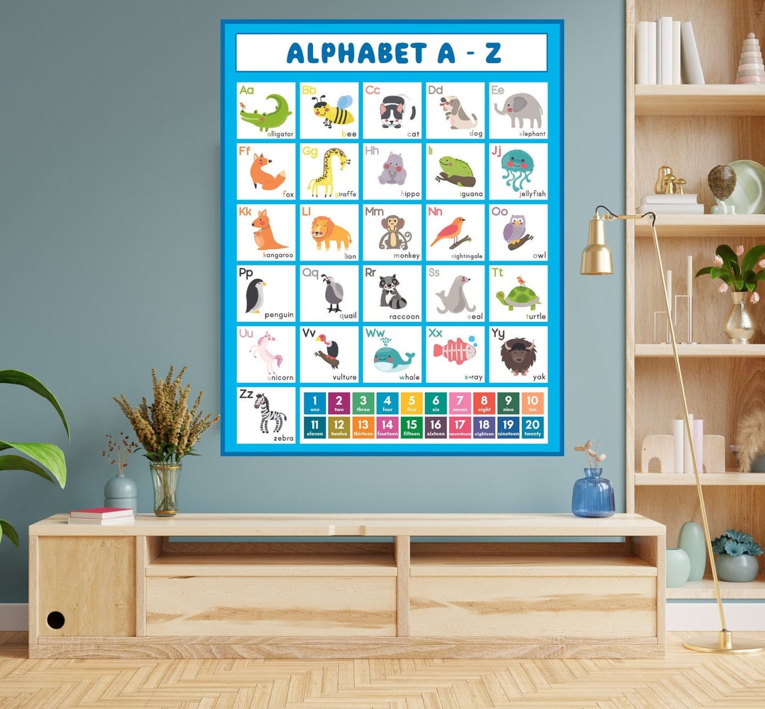 ABC Sign, Educational Poster, Preschoolers, Animal Alphabet & Numbers ...