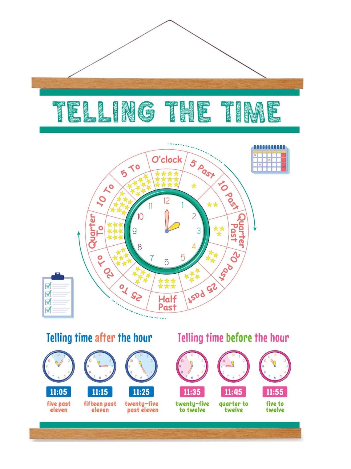 Telling the Time Poster Time Printables Rainbow Playroom - Etsy
