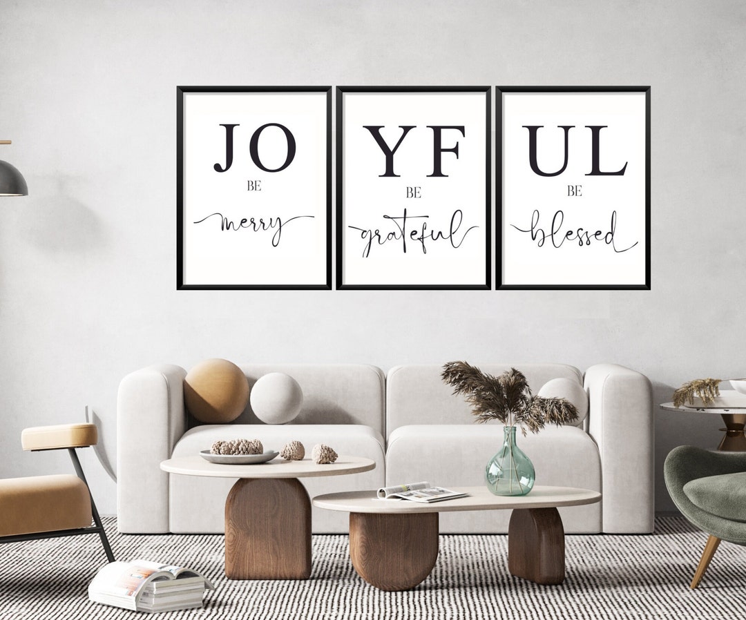 Joyful Art, Be Joyful Set of 3, Be Merry Wall Art, Be Blessed Printable ...