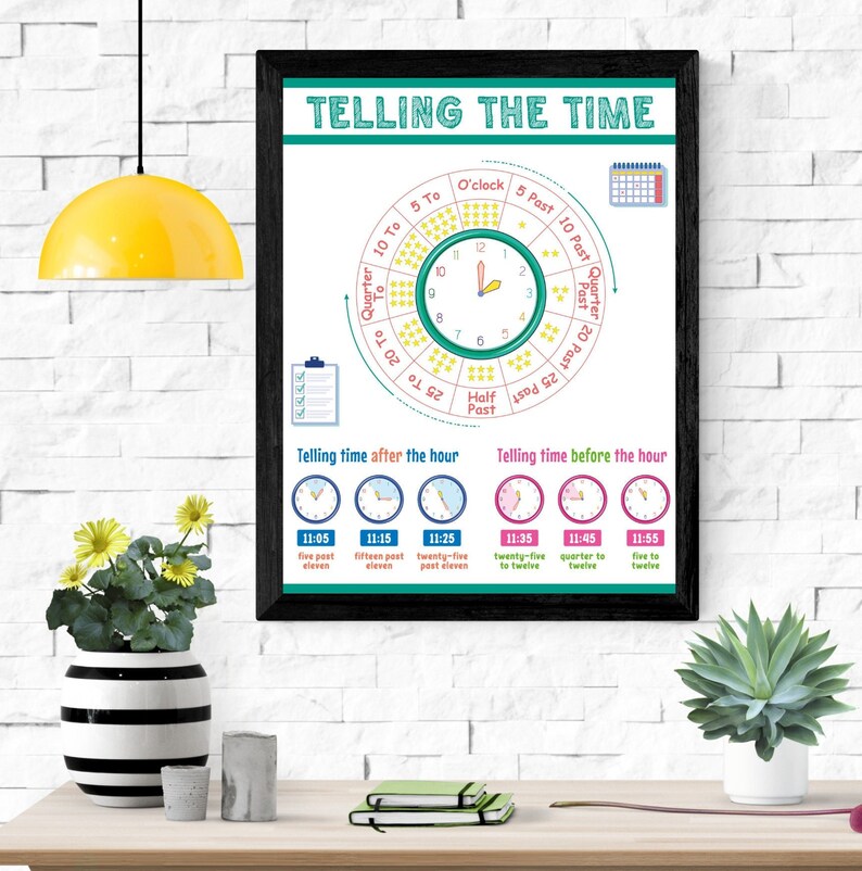 Telling the Time Poster Time Printables Neutral Playroom - Etsy