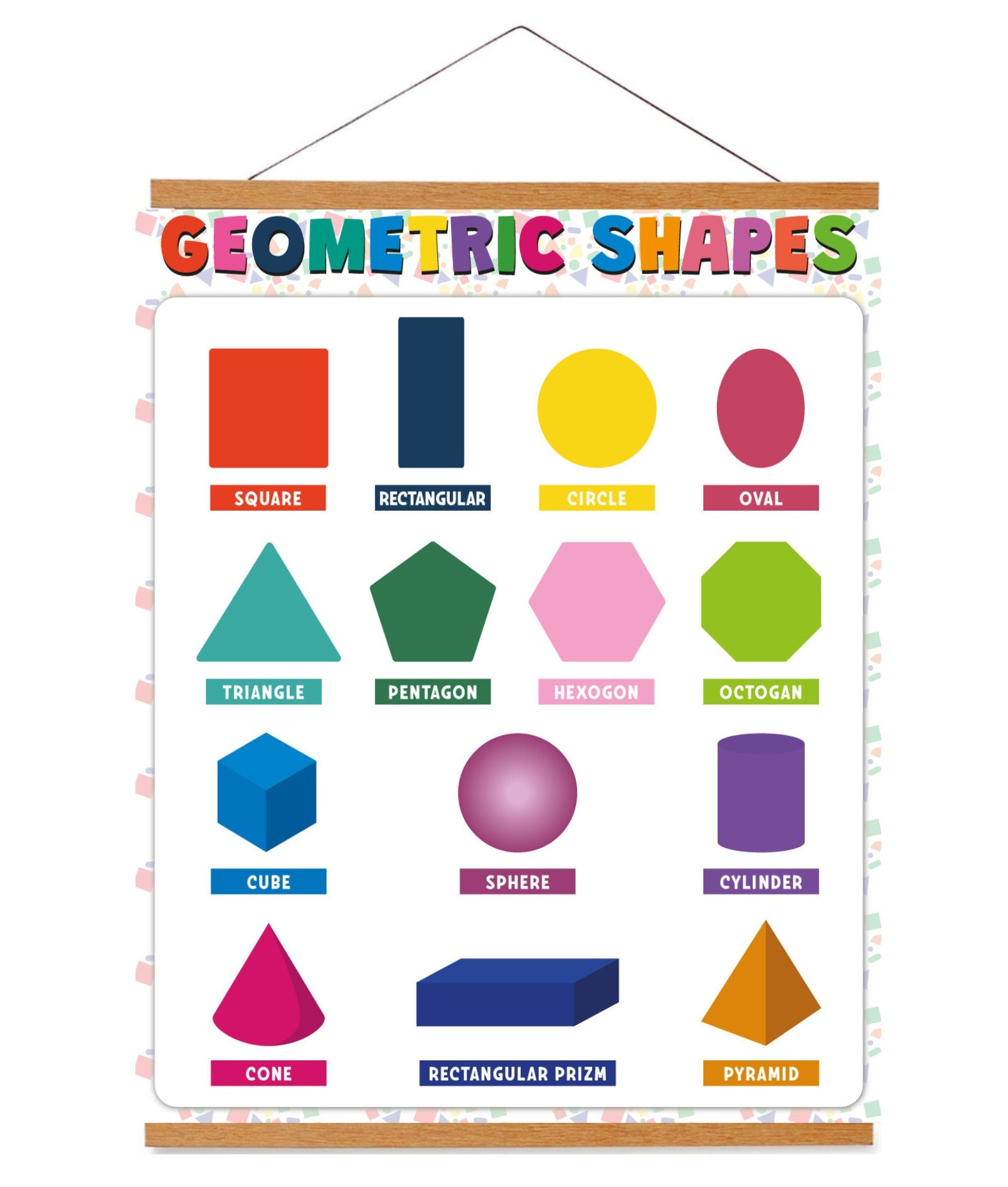 2D-3D Shapes Printable Geometric Montessori Education Poster homeschool ...