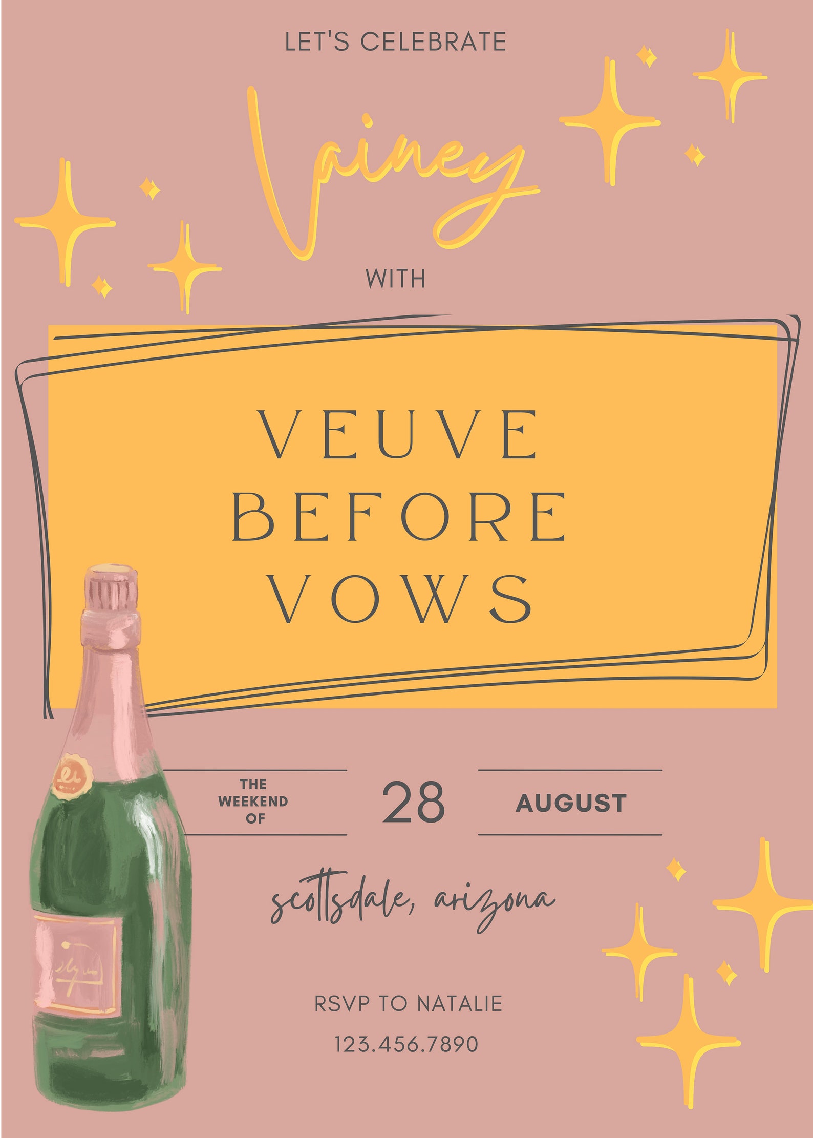 Veuve Before Vows Bachelorette Party Invitation - Etsy
