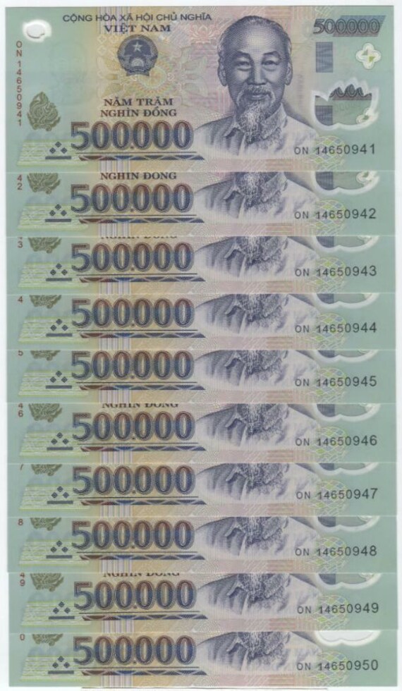 5 Million Vietnam Dong 10x 500k VND Polymer Banknotes Etsy UK 5 Million Vietnam Dong 10x 500k VND Polymer Banknotes Etsy UK