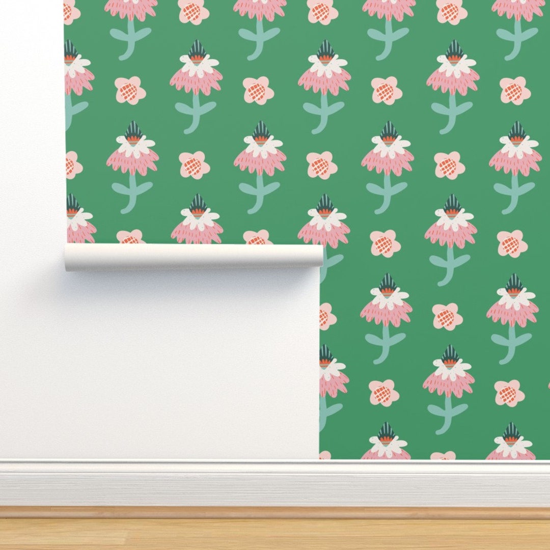 Funky Floral Wallpaper, Pink Flower Wallpaper, Girl Bedroom Wallpaper ...