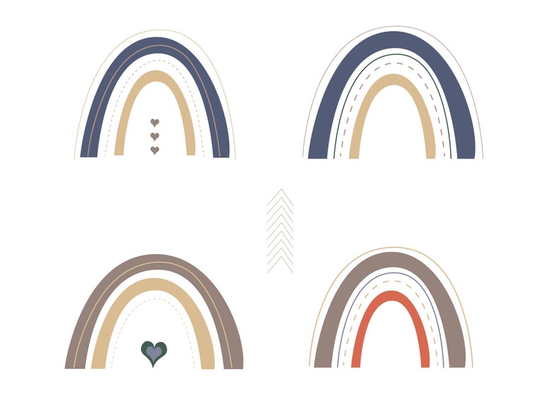 Boho Rainbow SVG Files, Boho Clipart, Cute Rainbows PNG, Rainbow Clip ...