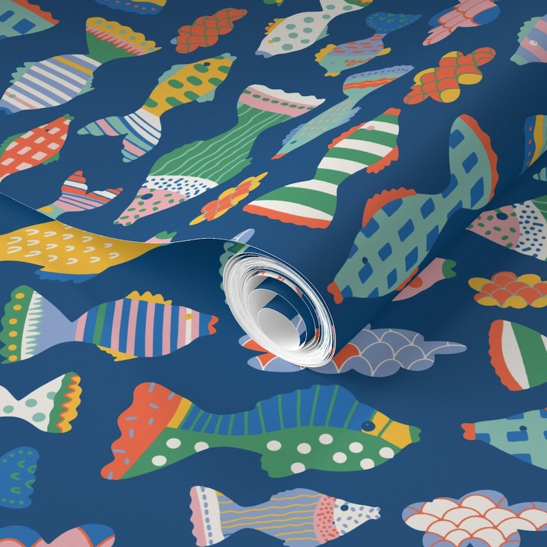 Kids Fish Wallpaper, Fish Wallpaper for Playroom, Little Boys Bedroom ...