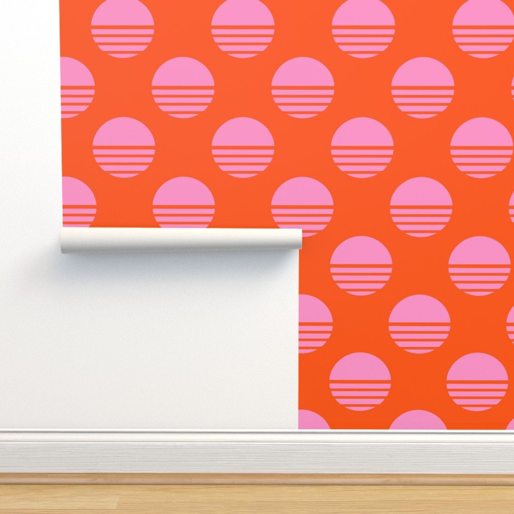 Funky Wallpaper, Bold Wallpaper, Red and Pink Wallpaper, Removable ...