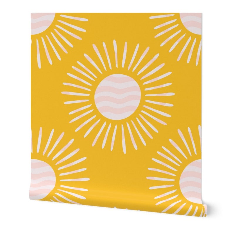 Sun Wallpaper, Yellow Wallpaper, Celestial Wallaper, Nursery Wallpaper ...