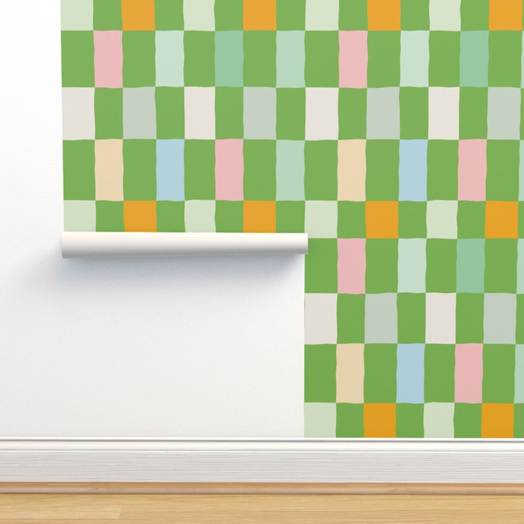 Lime Green Checkered Wallpaper, Colorful Wallpaper, Kids Colorful ...