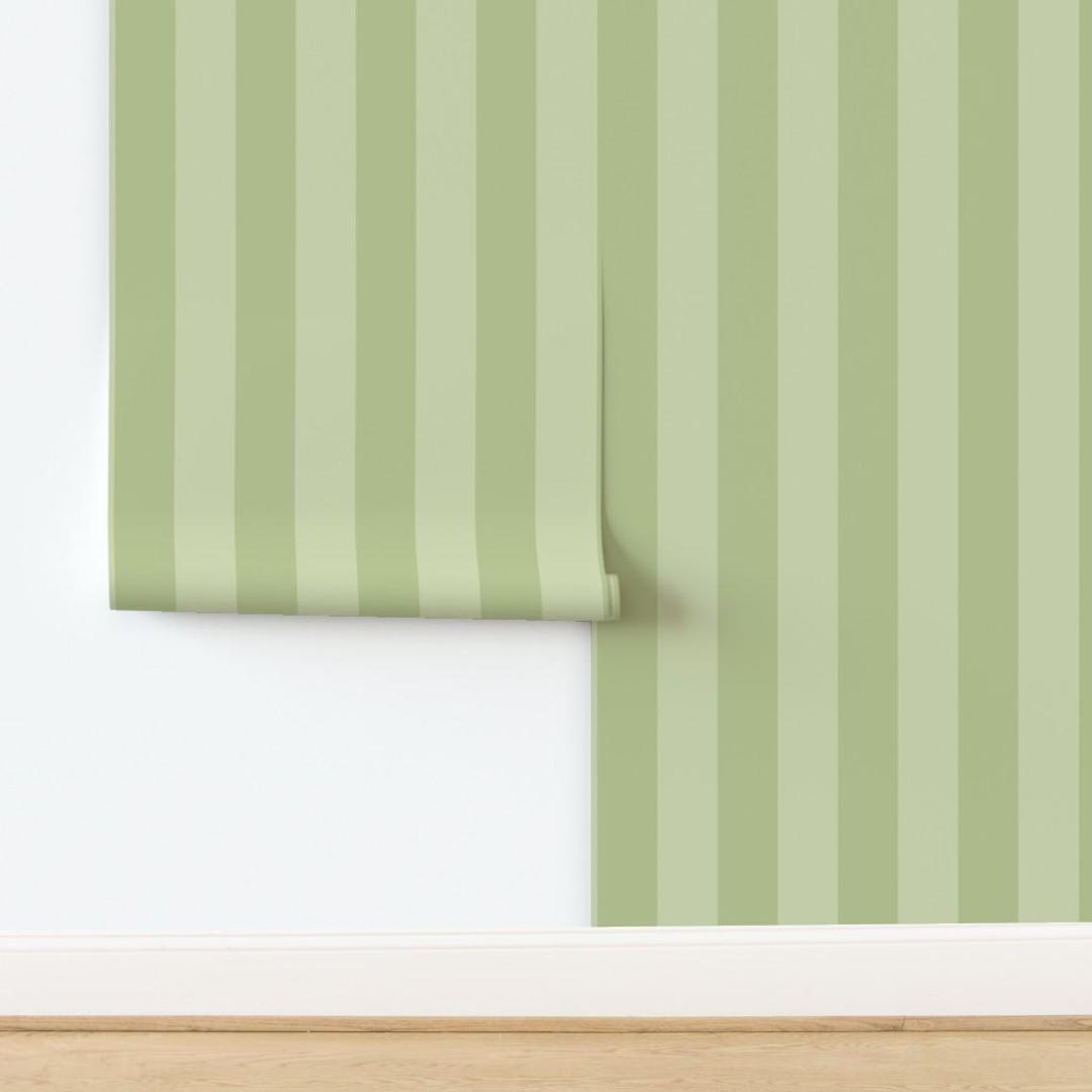 Sage Green Striped Wallpaper – Removable Two-tone Wall Decor - Etsy