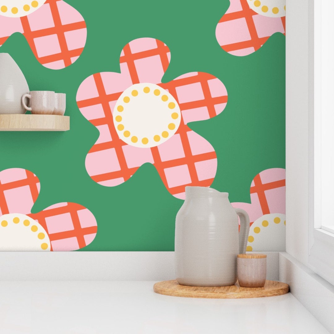 Funky Floral Wallpaper, Nursery Wallpaper, Modern Wallpaper, Flower ...