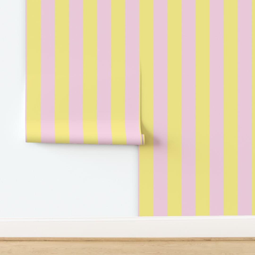 Pastel Striped Wallpaper, Pink and Yellow Striped Wallpaper, Funky ...