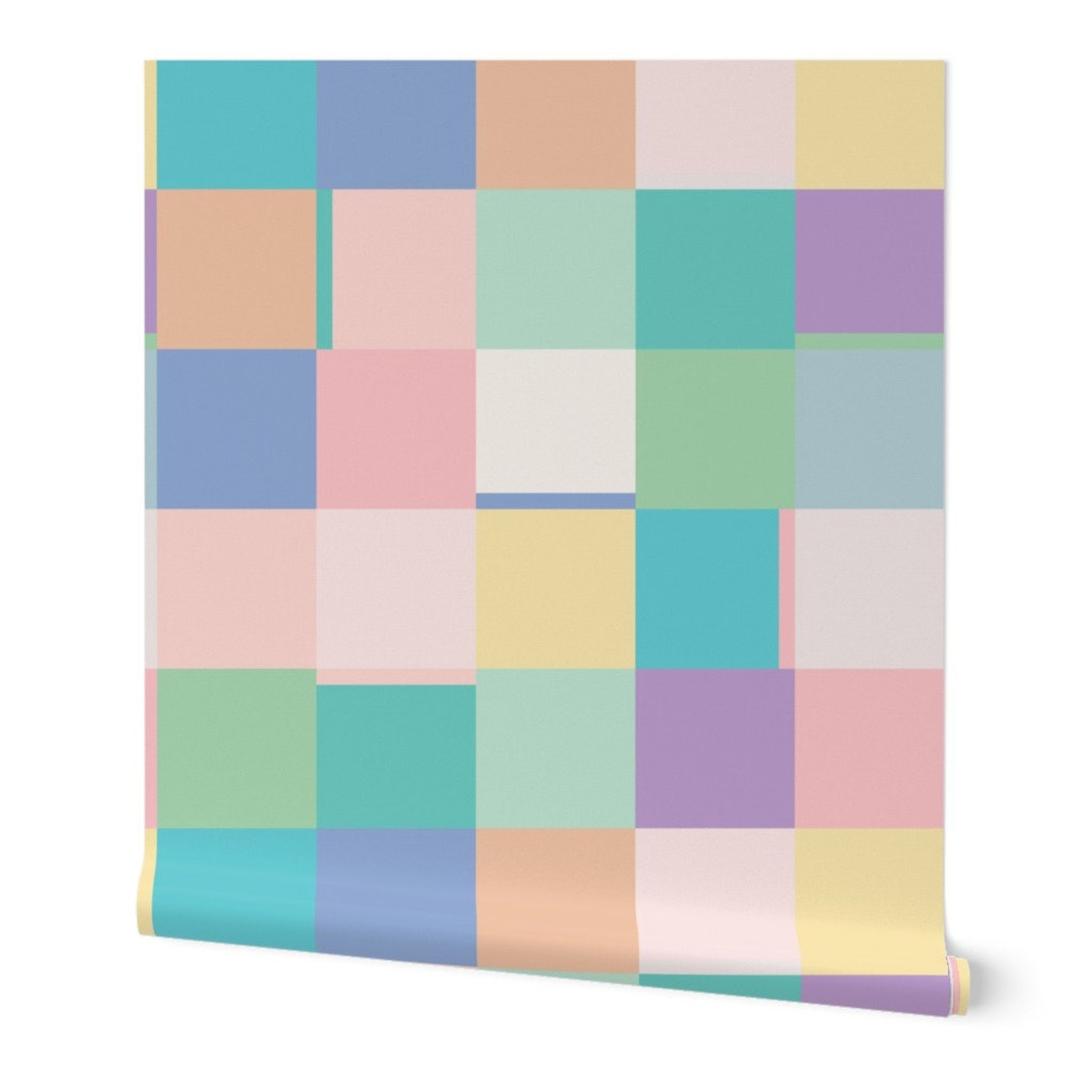 Pastel Rainbow Check Wallpaper, Pastel Wallpaper, Girls Wallpaper. Kids ...