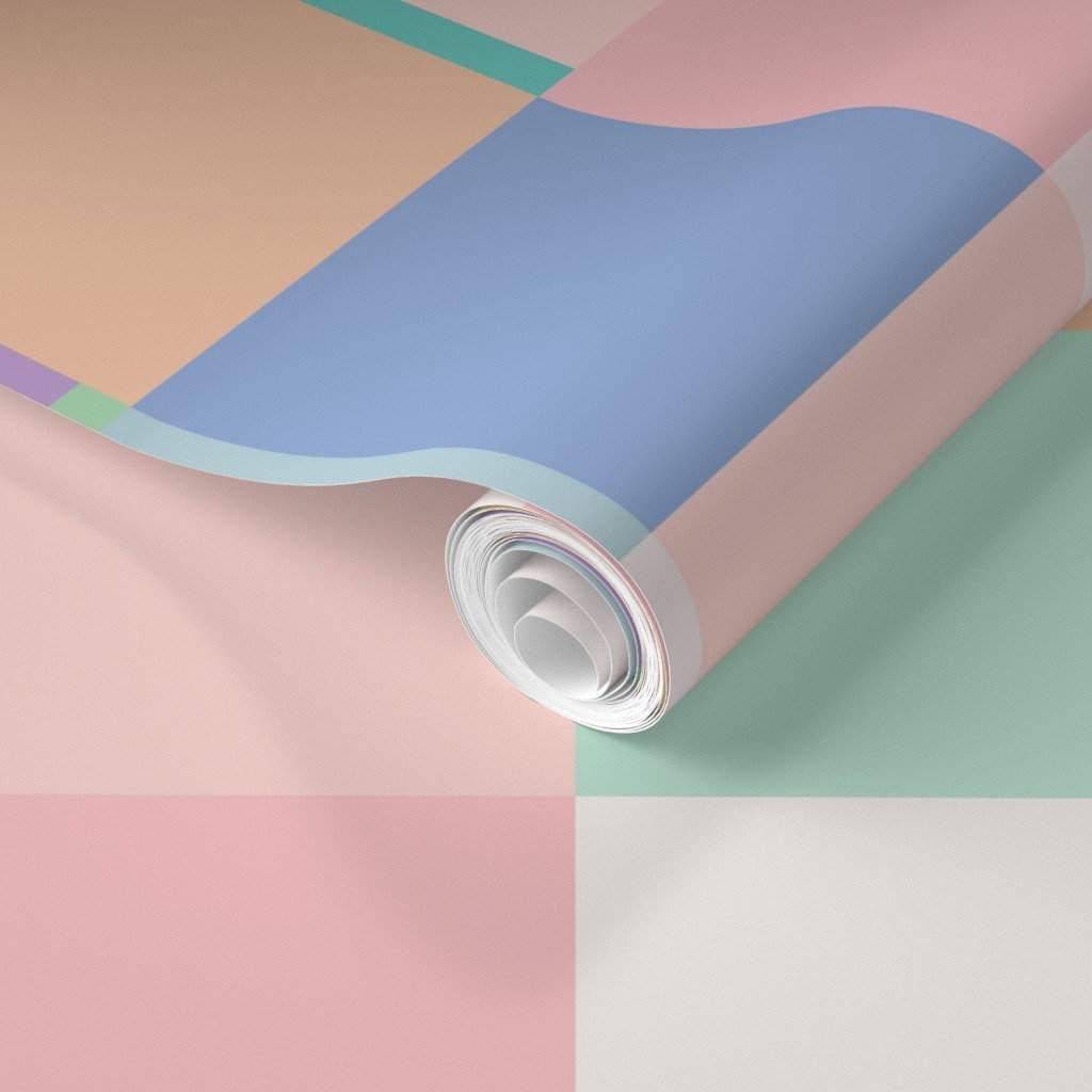 Pastel Rainbow Check Wallpaper, Pastel Wallpaper, Girls Wallpaper. Kids ...
