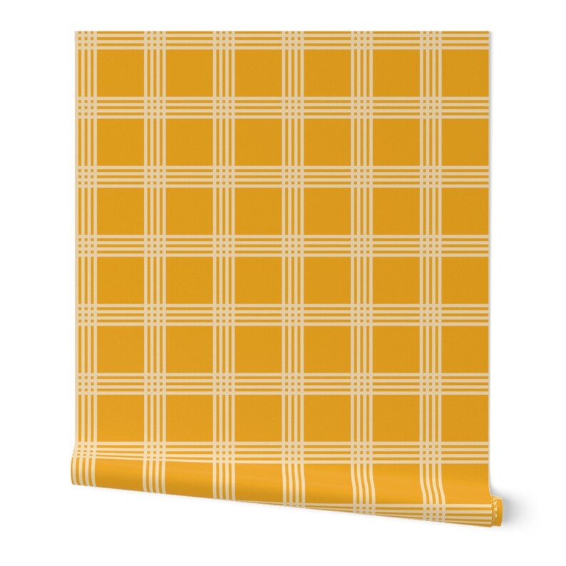 Yellow Checkered Removable Wallpaper, Modern Grid Pattern - Etsy