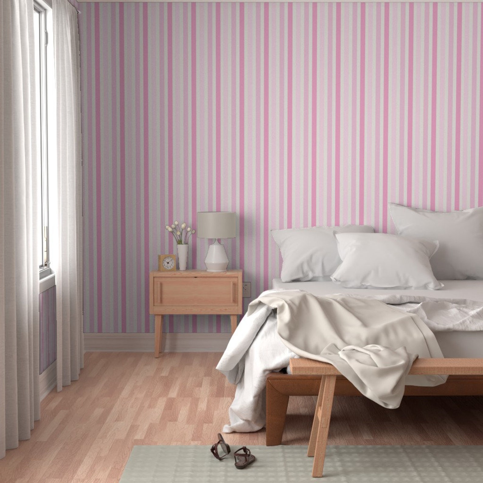 Pastel Pink Striped Wallpaper, Preppy Removable Wall Decor - Etsy